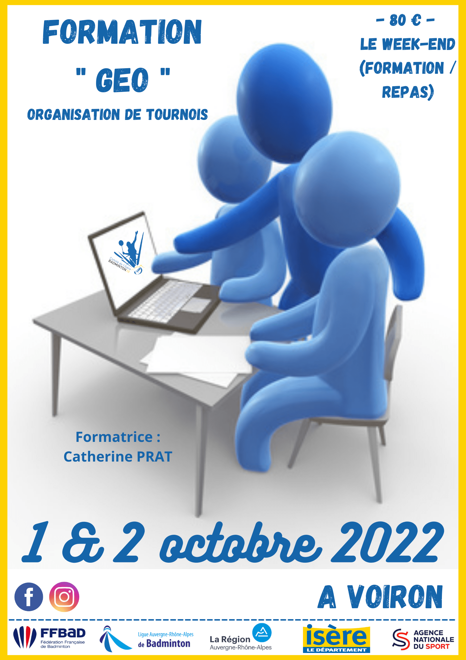 Formation « GEO » les 1er & 2 octobre 2022 – Comité de l'Isère de badminton